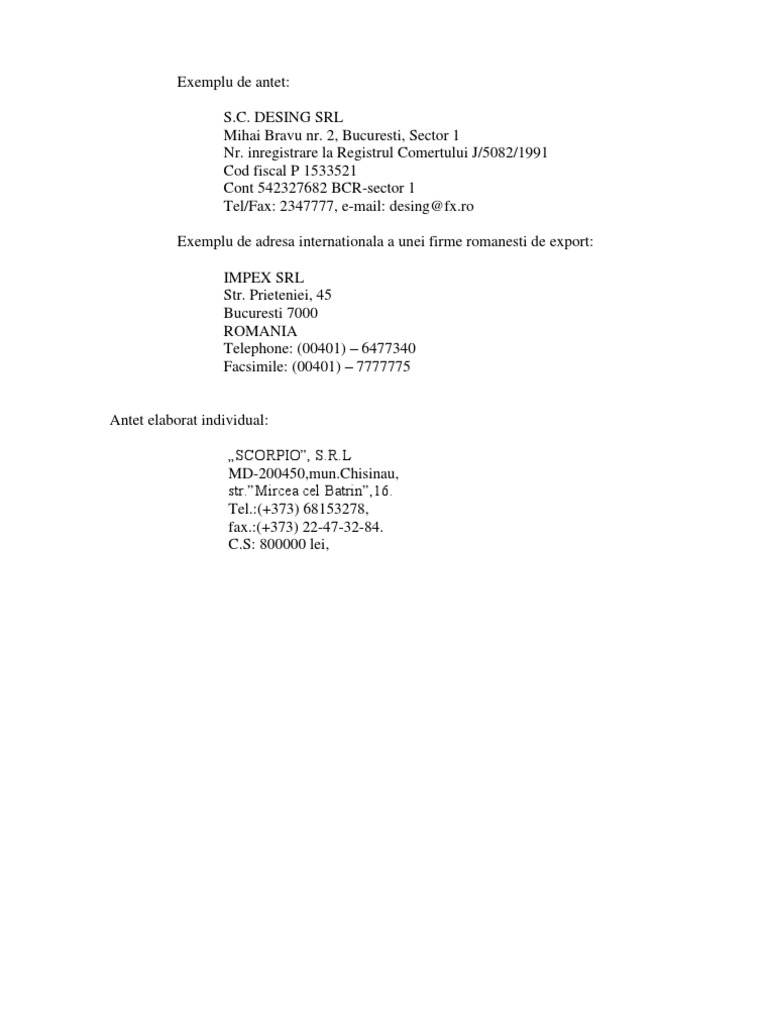 Exemplu de Antet | PDF