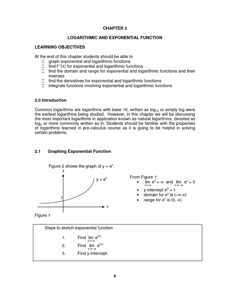 1 Exponential and Logarithmic Functions | PDF | Function (Mathematics) | Logarithm