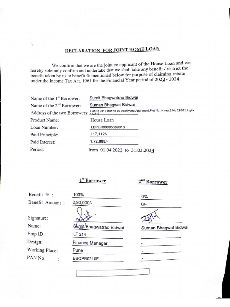 Home Loan Declaration Form | PDF