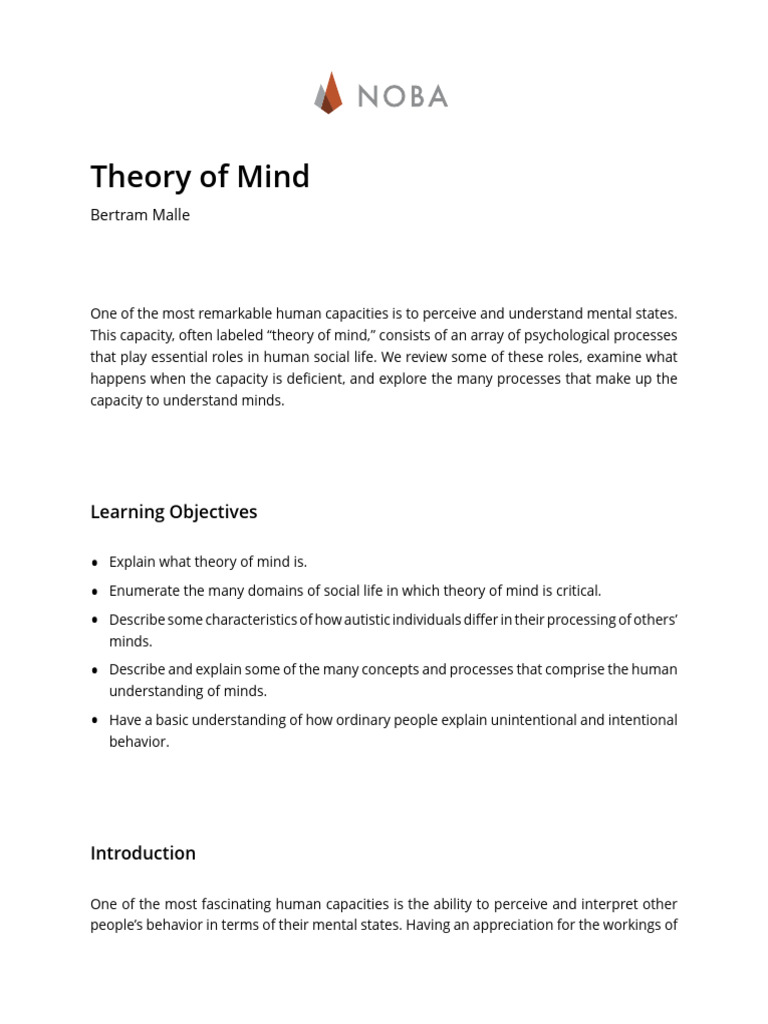 Theory of Mind | PDF | Theory Of Mind | Mind