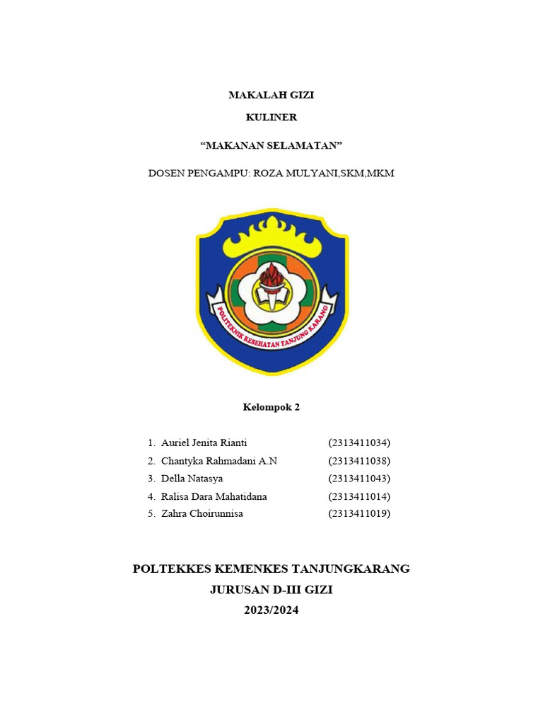 Resep Makanan Selamatan Tradisional | PDF