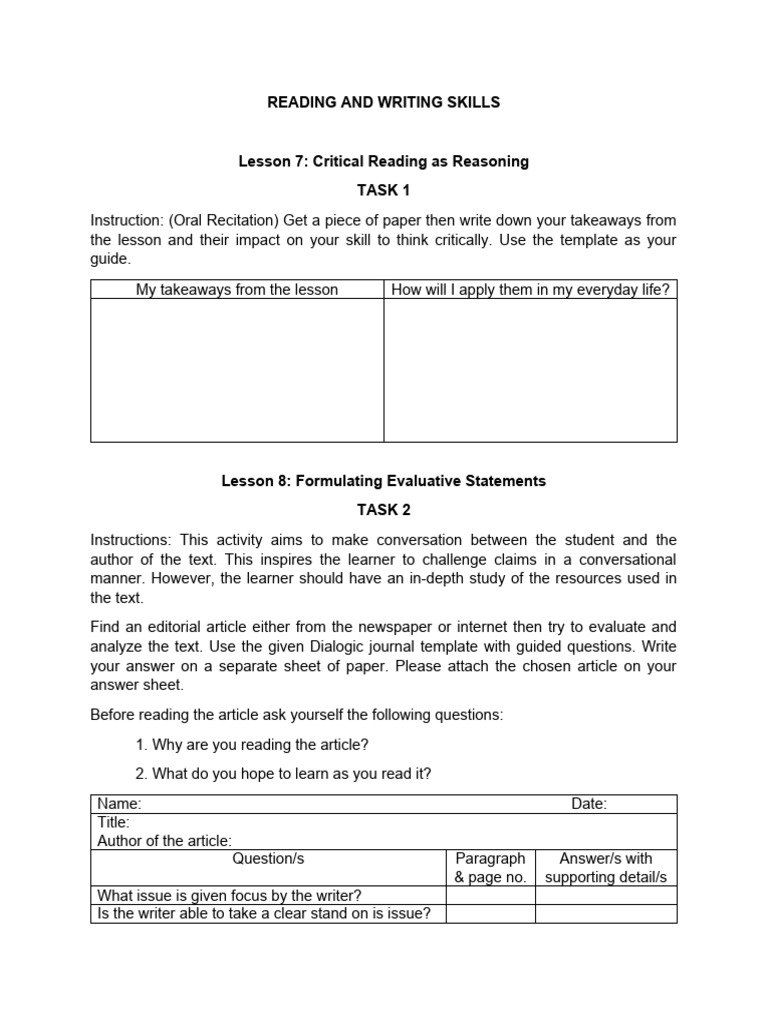 READING AND WRITING SKILLS - 4th Quarter | PDF | Literacy | Books