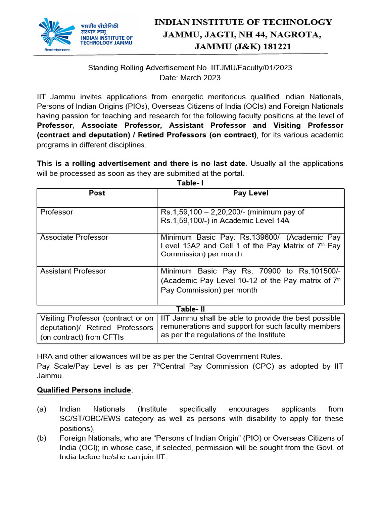 IIT Jammu | PDF | Doctor Of Philosophy | Engineering