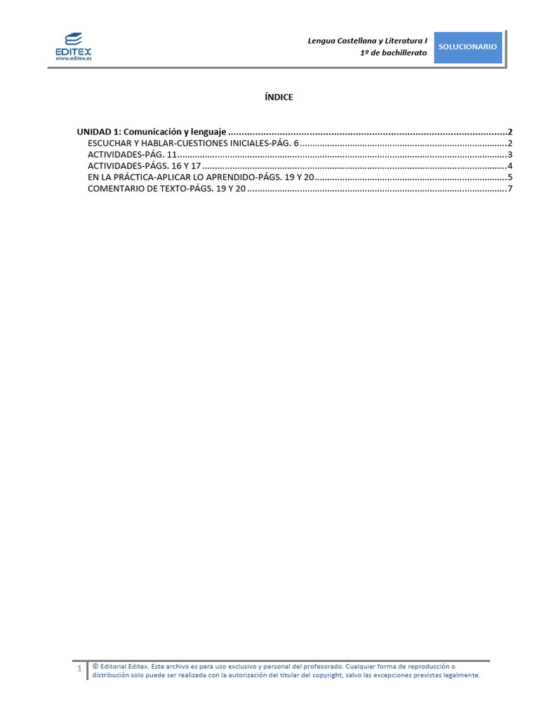 1B Lengua Solucionario UD01 PDF | PDF