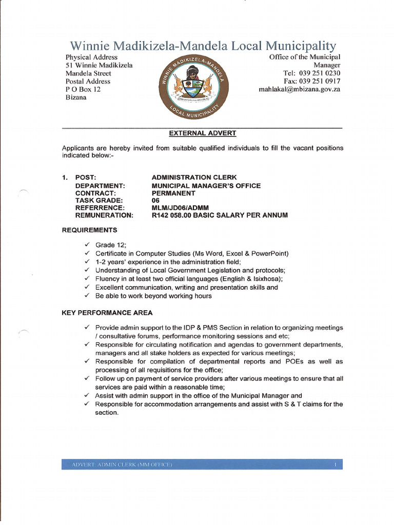 Admin Clerk MM | PDF