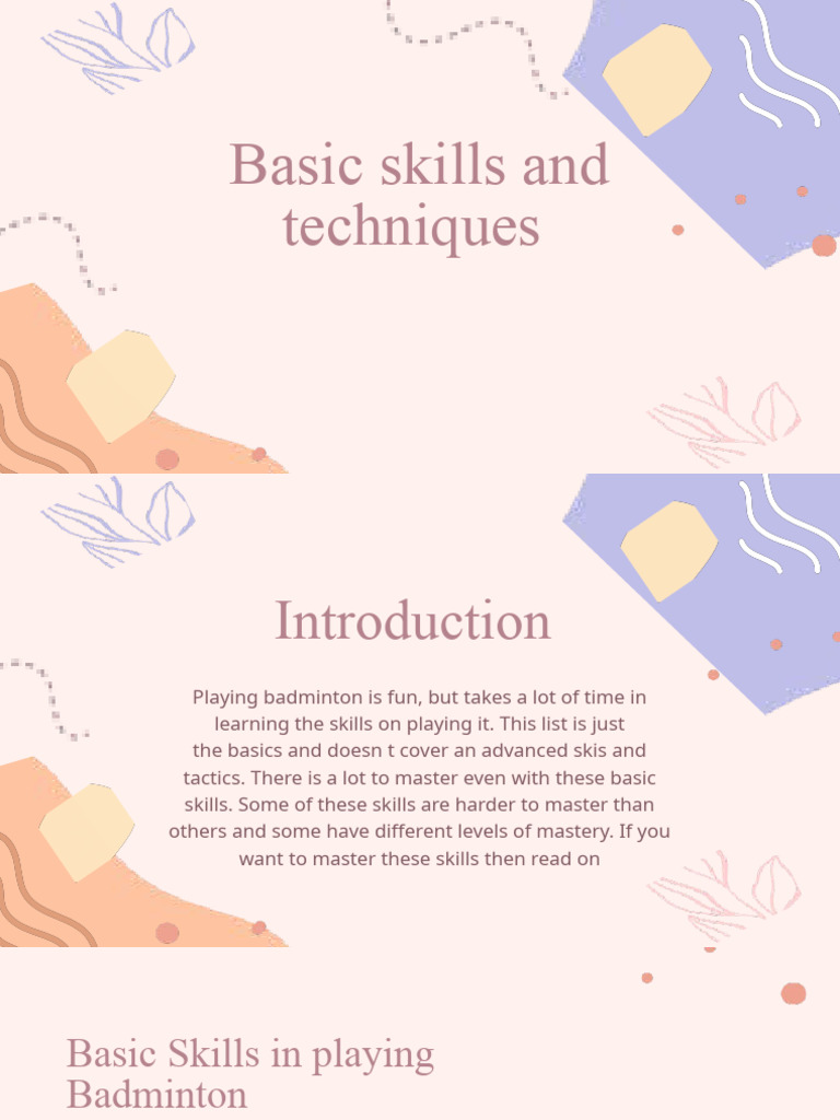 Basic Badminton Skills and Techniques | PDF | Sports | Games Of ...