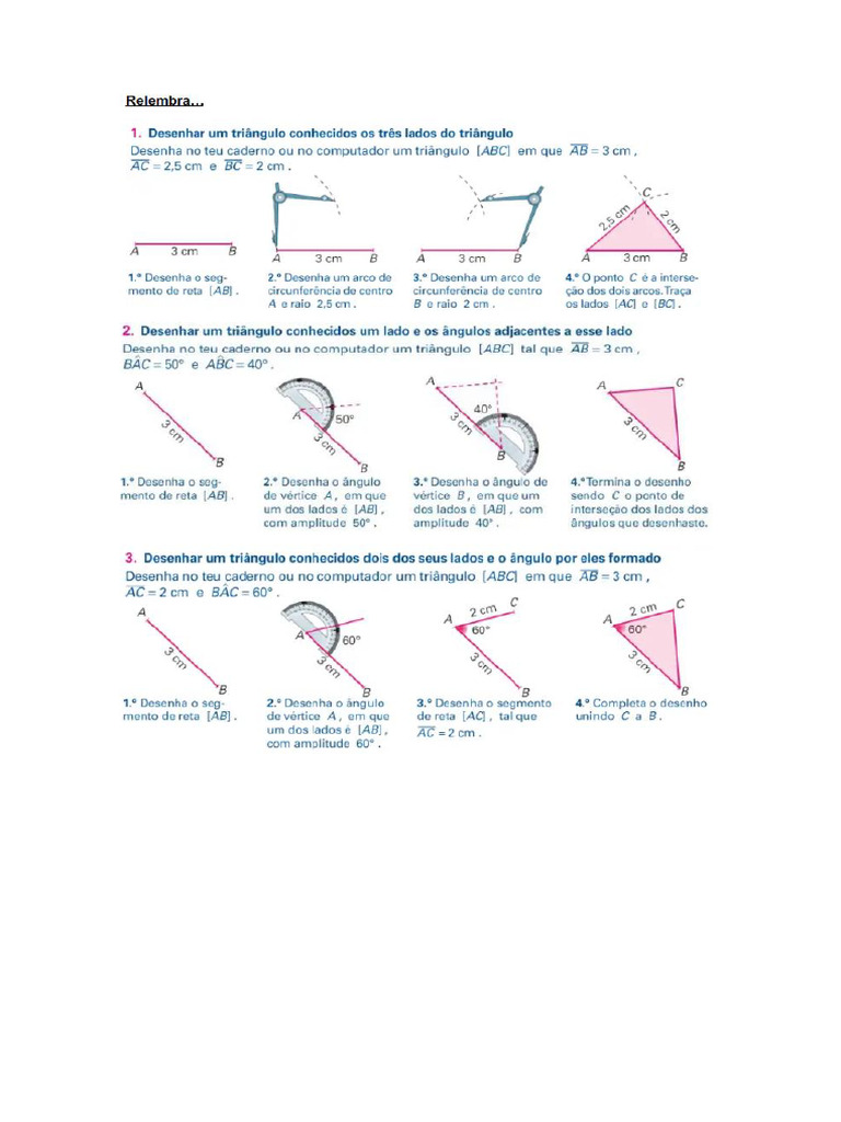 Construção de Triângulos - Resumo | PDF
