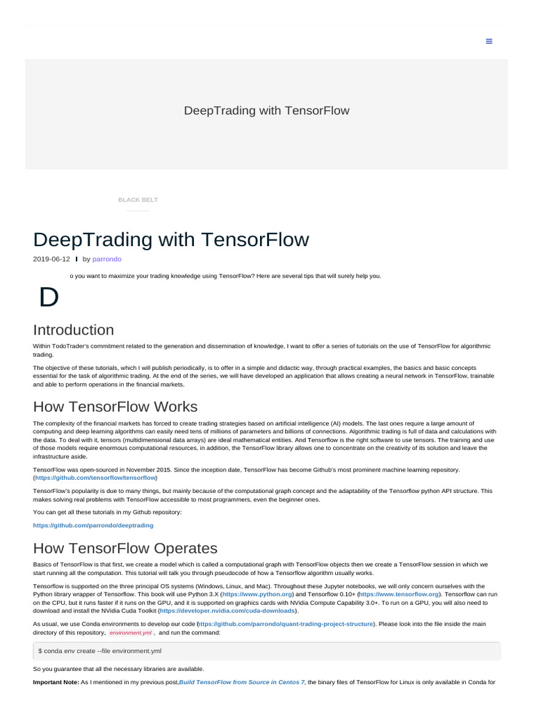 DeepTrading With TensorFlow 1 - TodoTrader | PDF | Machine Learning | Parameter (Computer ...
