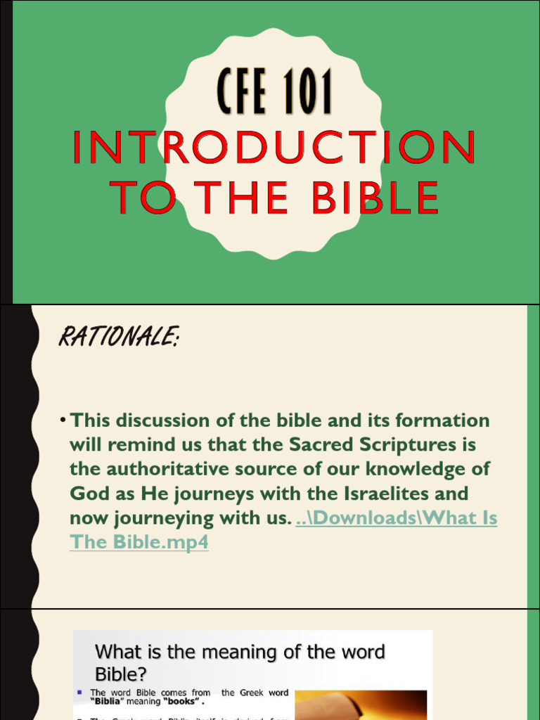 CFE 101 Intro to the Bible | PDF | Bible | Biblical Canon