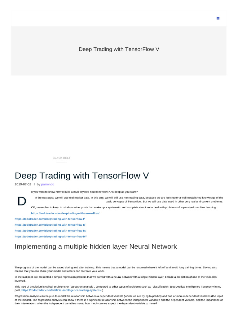 DeepTrading With TensorFlow 5 - TodoTrader | PDF | Construction Aggregate | Dependent And ...