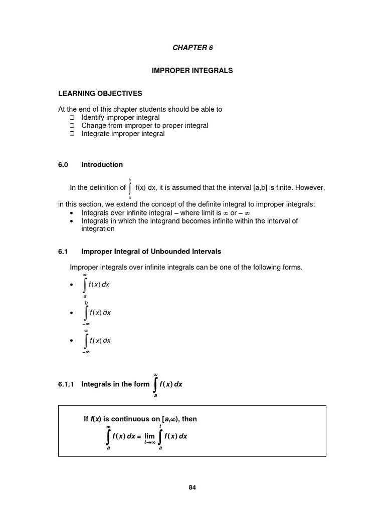 7 Improper Integrals | PDF | Integral | Mathematics