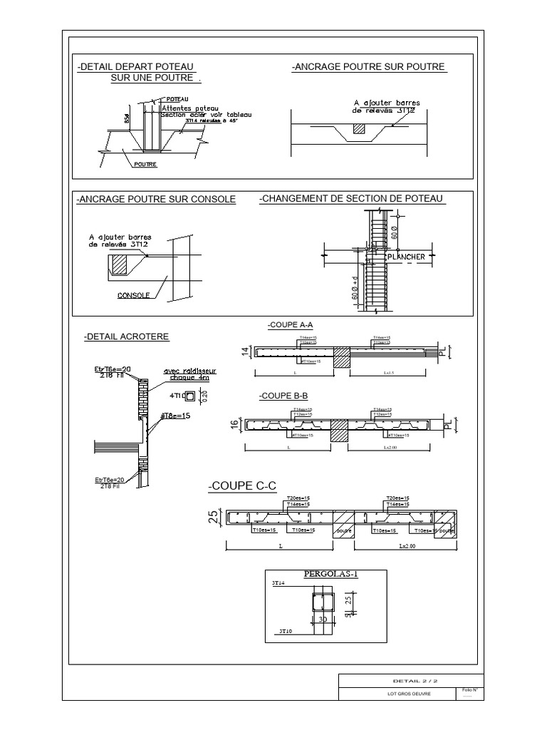 Detail Depart Poteau Sur Une Poutre - Ancrage Poutre Sur Poutre | PDF
