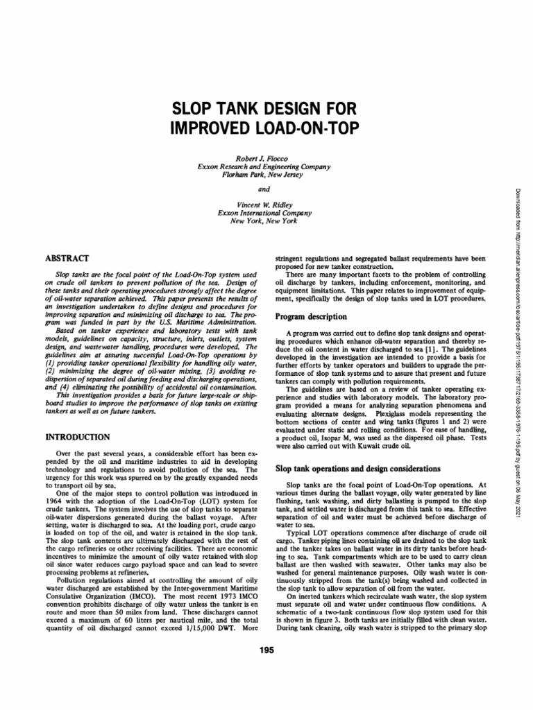 Slops Tanks Water | PDF | Oil Tanker