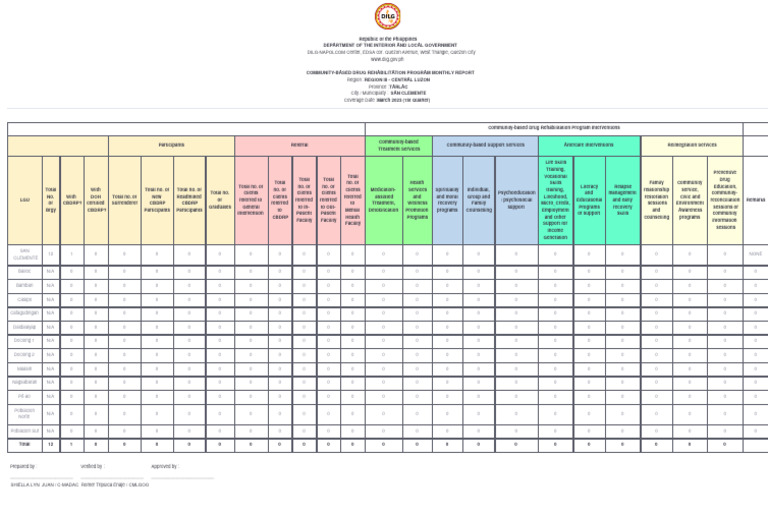 CBDRP Reporting Form 1 | PDF | Drug Rehabilitation | Health Sciences