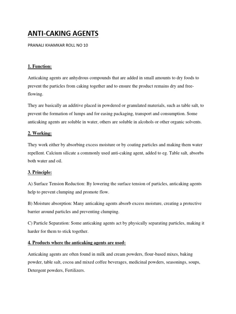 Anti Caking Agent | PDF | Salt | Materials