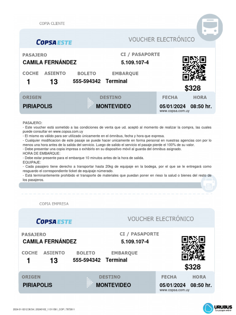 Pasaje - COPSA ESTE | PDF