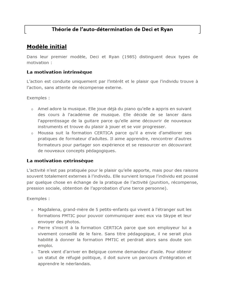 Motivation selon Deci et Ryan | PDF | Motivation | Motivant