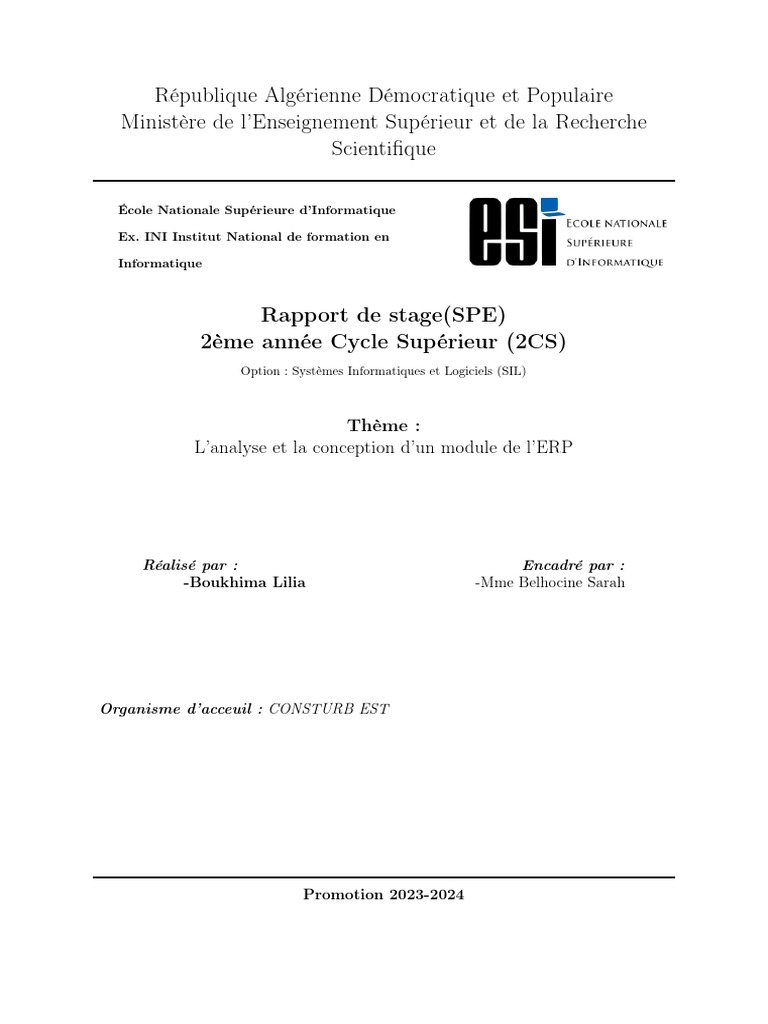 Rapport Stage | PDF