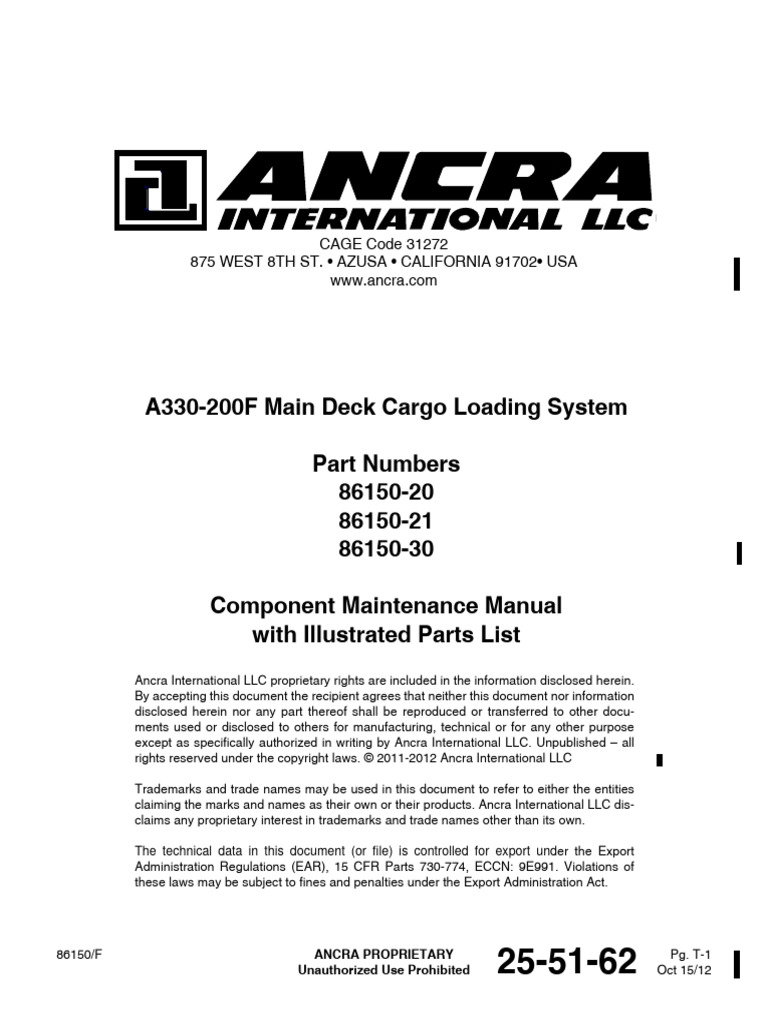 25-51-62 A330-200F Main Deck Cargo Loading System | PDF | Manufactured ...