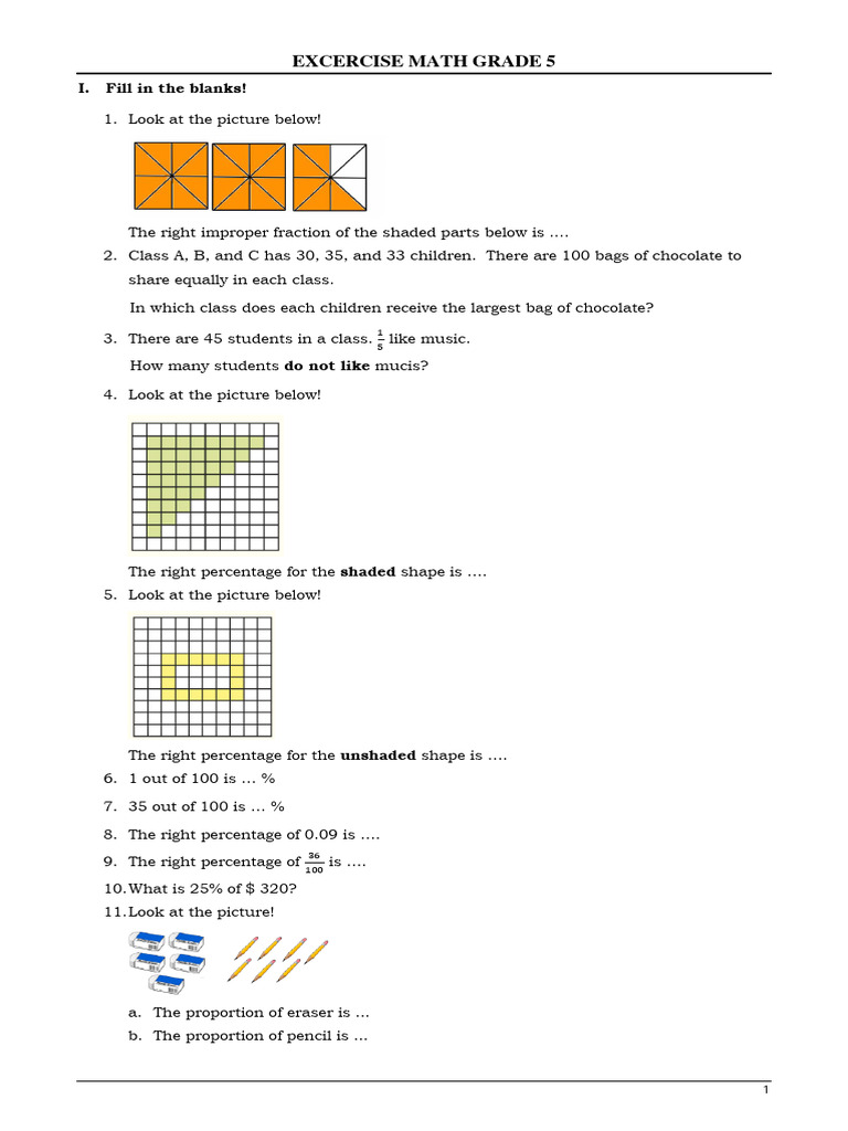Excercise Math Grade 5 | PDF
