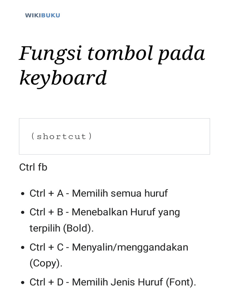 Fungsi Tombol Pada Keyboard - Wikibuku Bahasa Indonesia | PDF | Seni ...