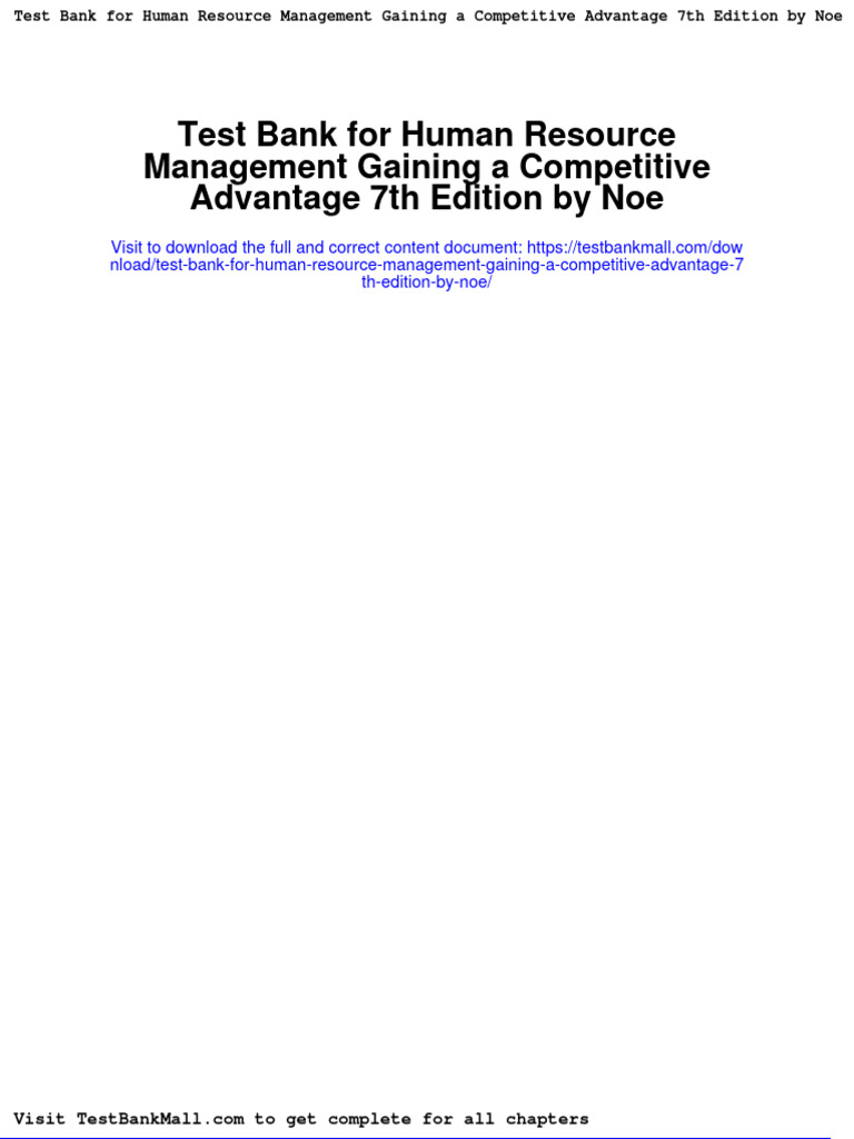 Full Download Test Bank For Human Resource Management Gaining A ...