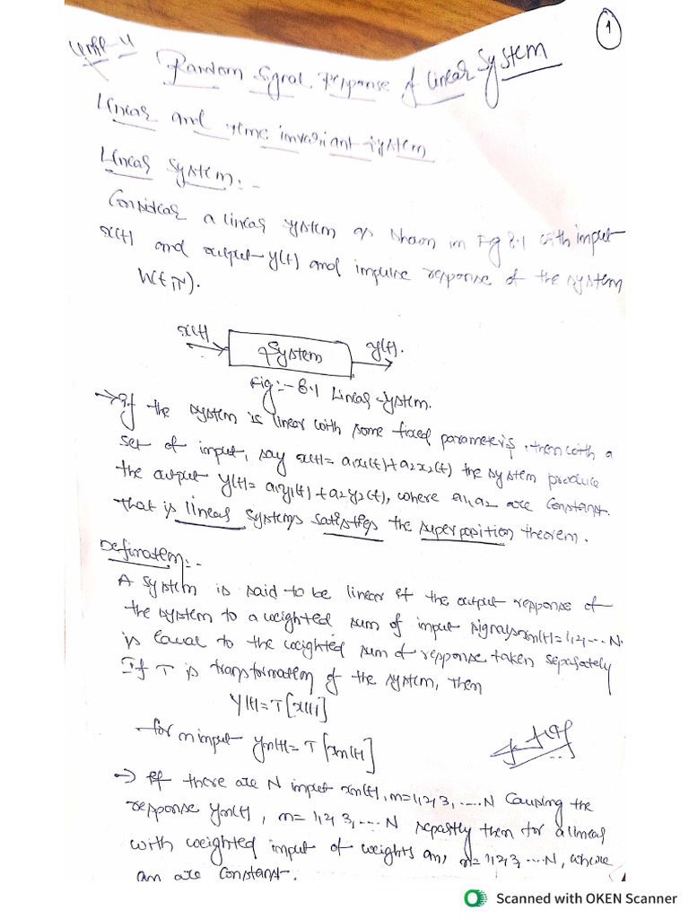 Random Signal Response of Linear Systems Part 1 | PDF