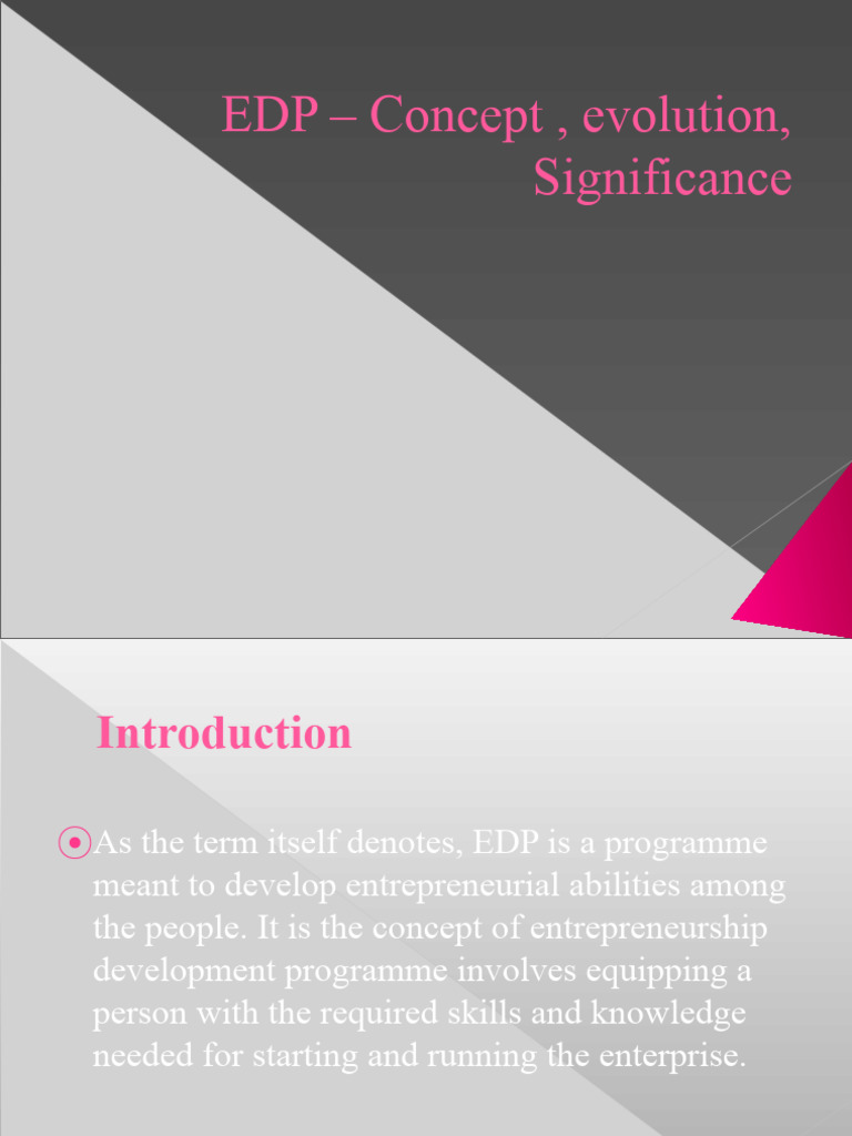 EDP Concept evolution Significance | PDF | Entrepreneurship | Market ...