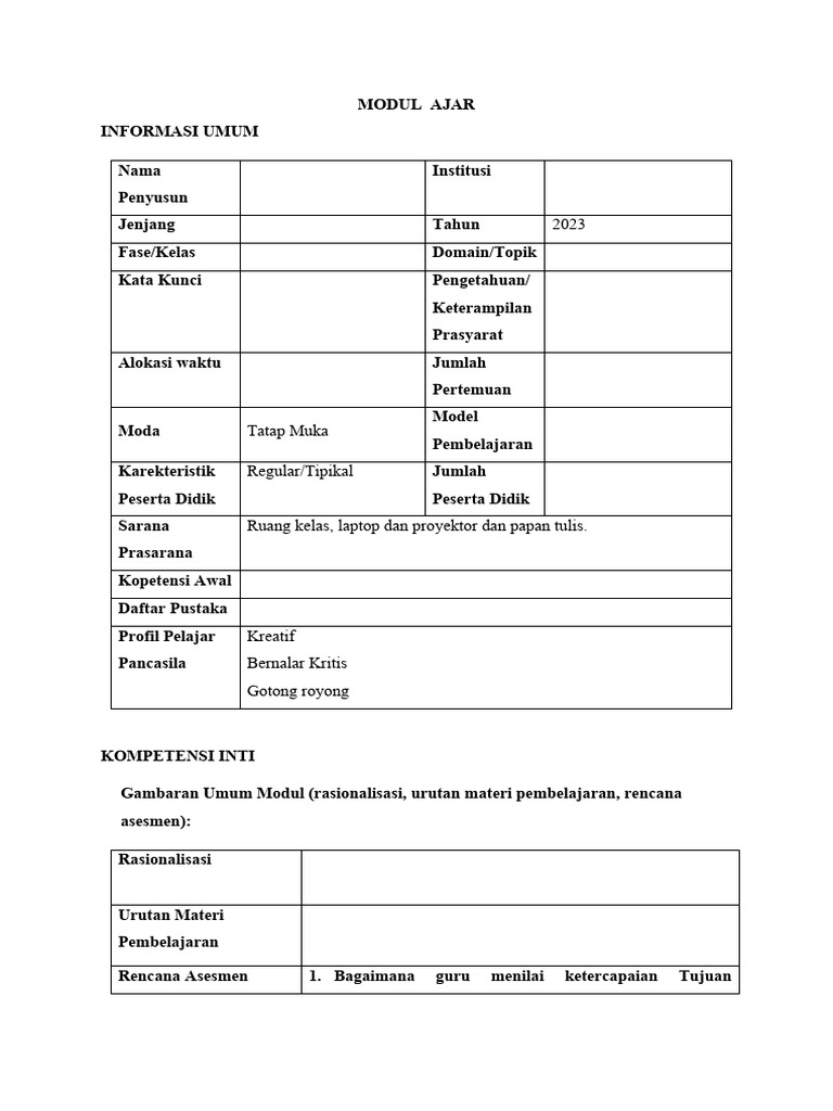 Contoh Modul Ajar Mat SMP | PDF