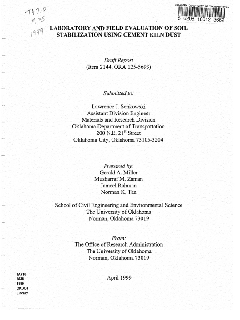 Laboratory and Field Evaluation of Soil Stabilization Using Cement Kiln ... Laboratory and Field Evaluation of Soil Stabilization Using Cement Kiln ...