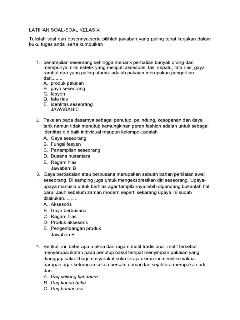 Latihan Soal Kls X | PDF