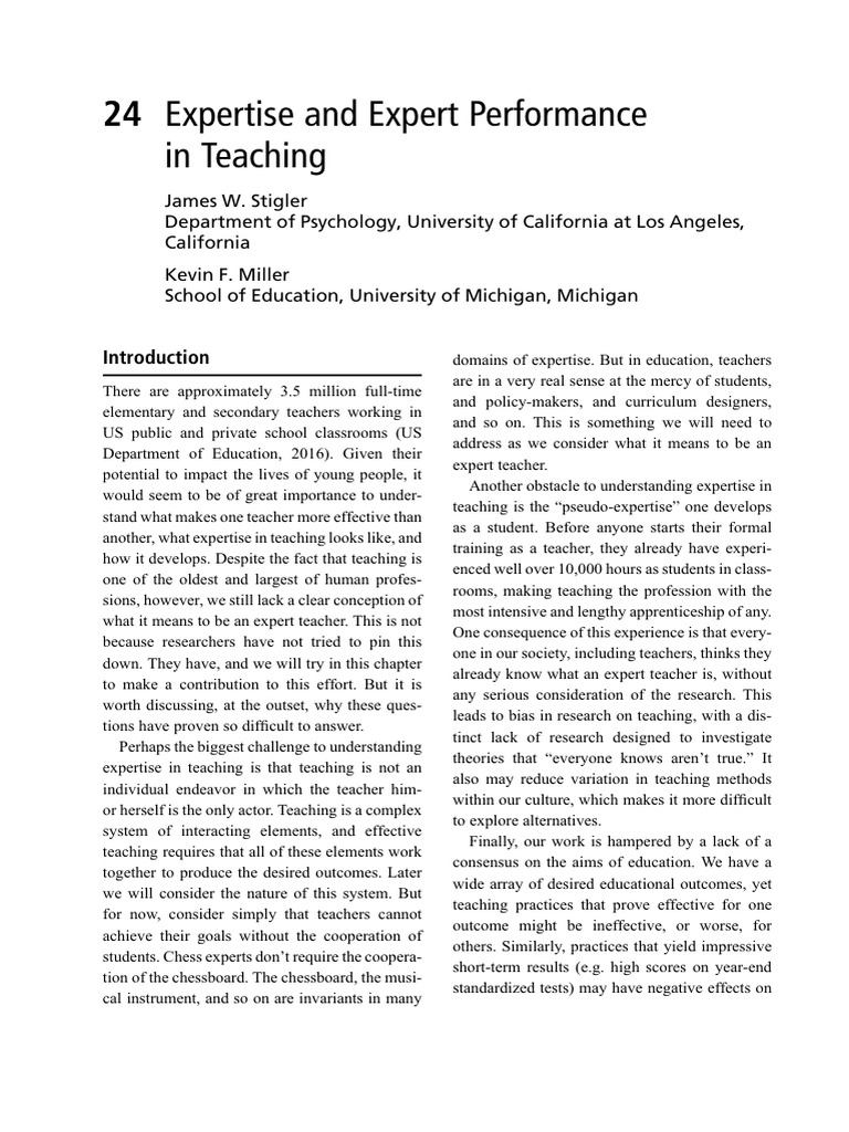 Expertise in Teaching | Download Free PDF | Expert | Teachers