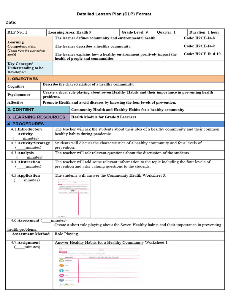 Health 1st Lesson | PDF | Learning | Lesson Plan