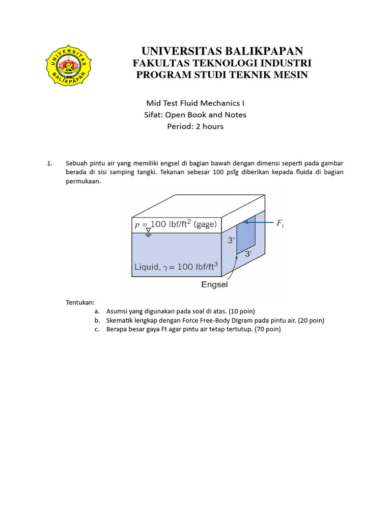 Uts Mekanika Fluida 1 | PDF