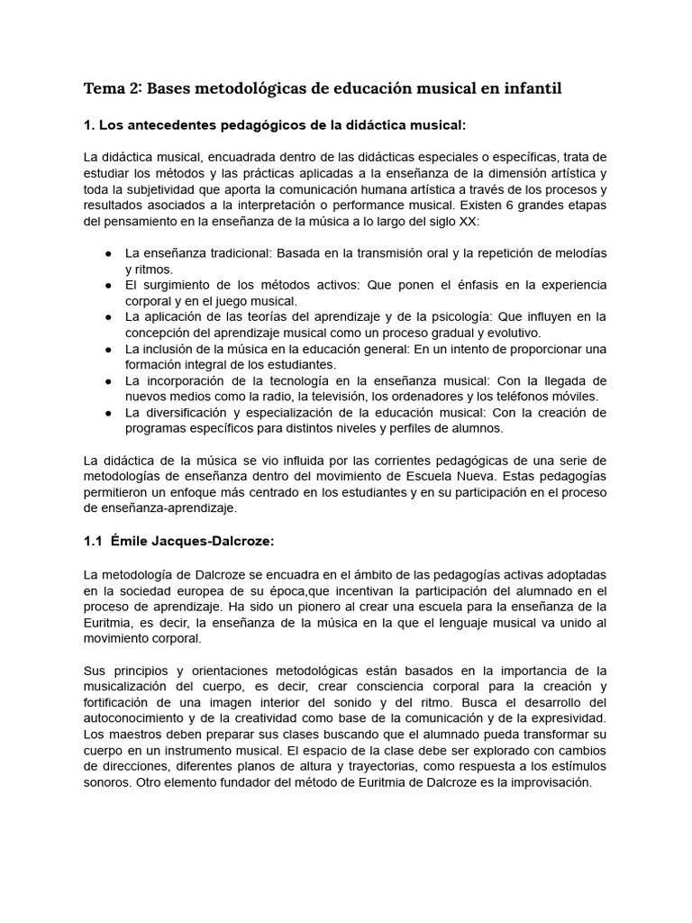 Tema 2 Música | PDF | Aprendizaje | Ritmo