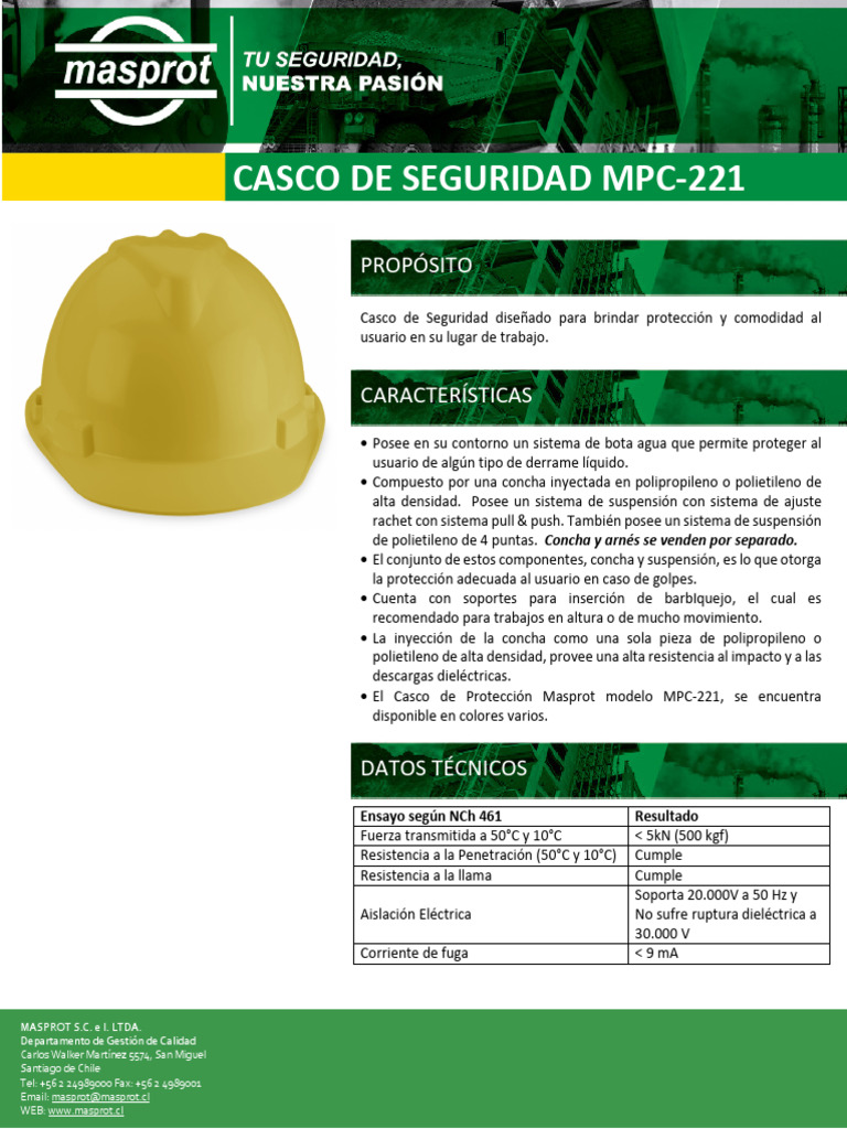 Ficha Técnica Casco MPC-221 | PDF | Casco