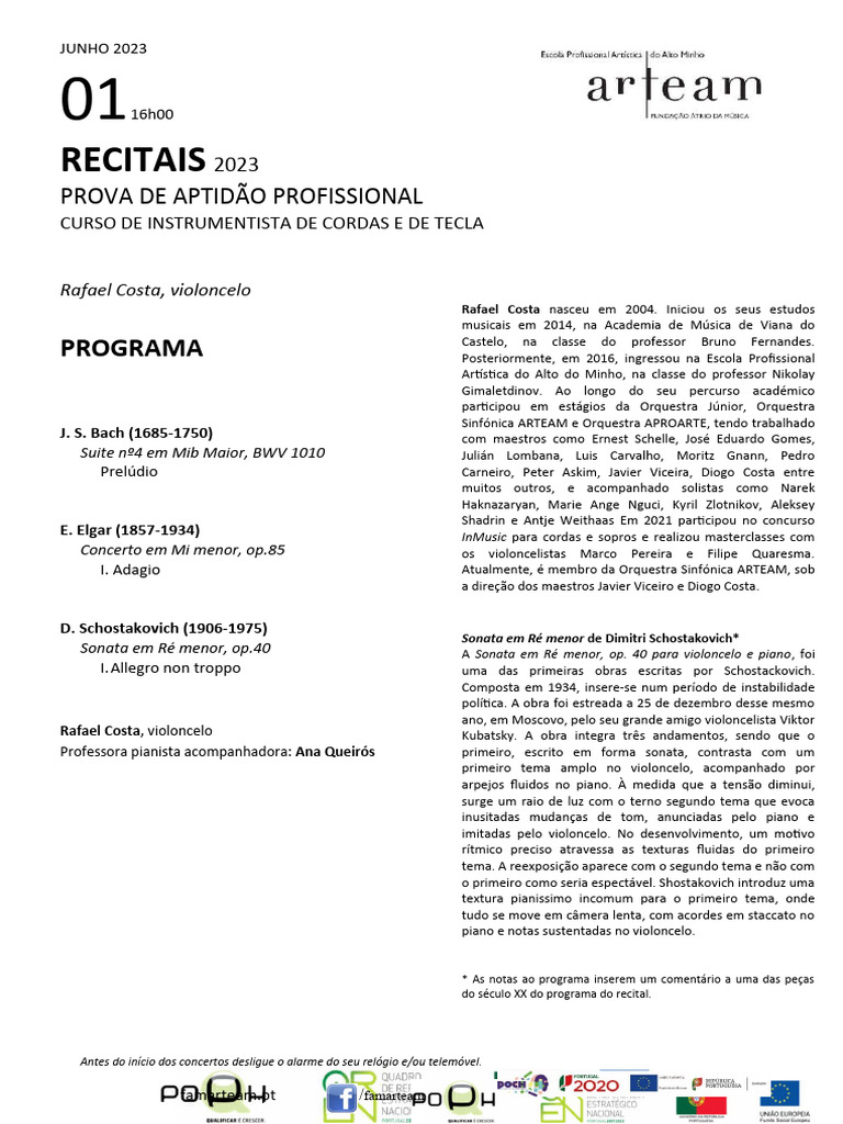 Modelo Notas Ao Programa Recital CI | PDF | Orquestras | Sonata