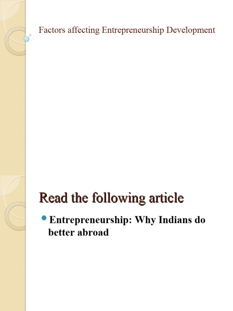 Factors Affecting Entrepreneurship Development | Download Free PDF ...