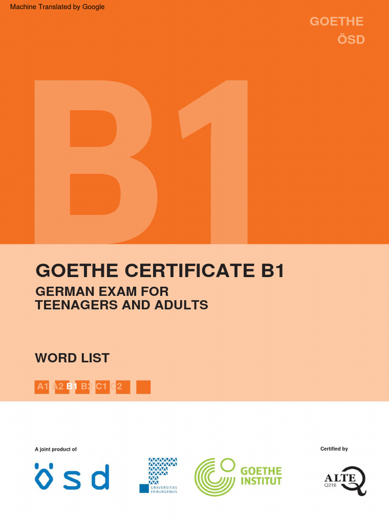 Goethe-Zertifikat B1 Wortliste | PDF | Workweek And Weekend | Word