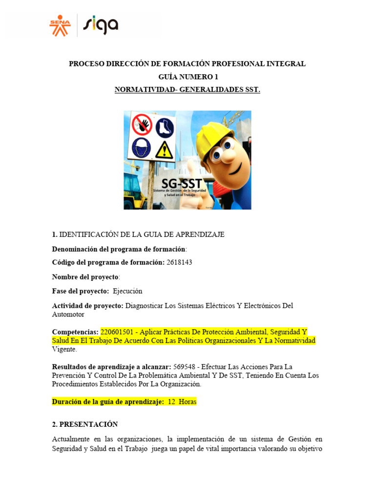 Guia 1-Mtto Electrico-Normativa - Gen SST | PDF | Seguridad y salud ocupacional