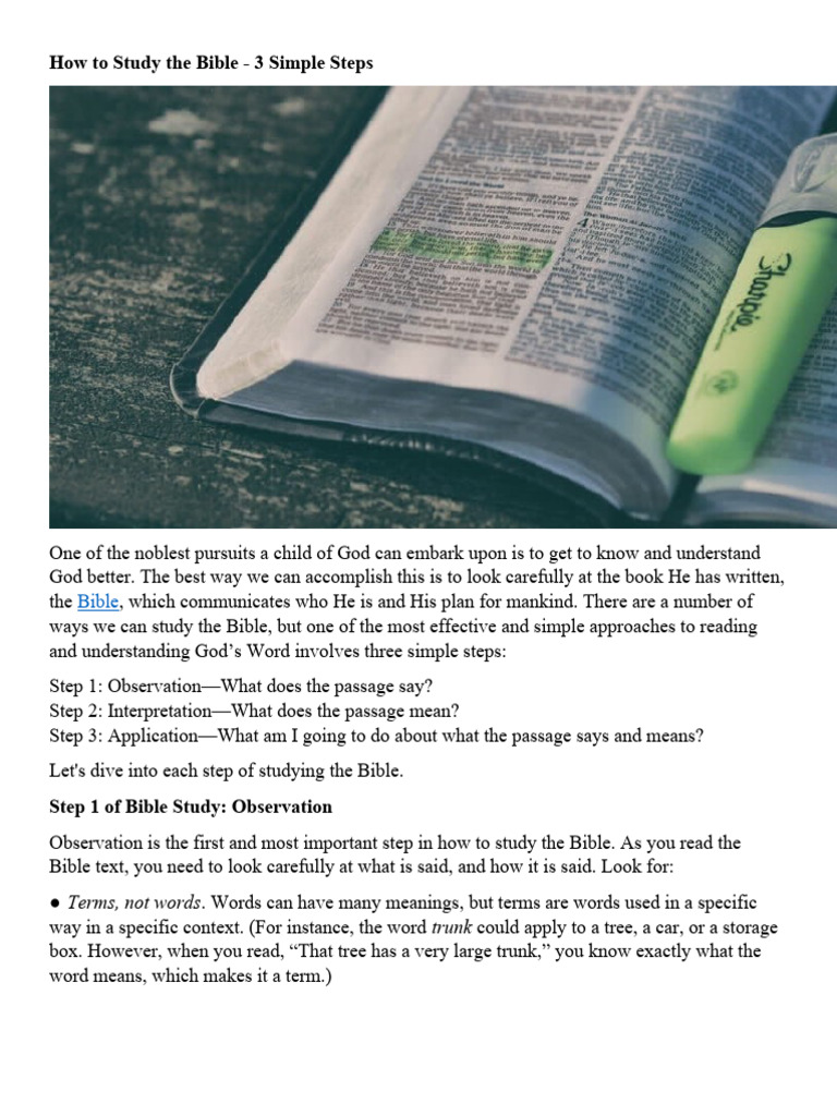 How to Study the Bible_Observation, Explanation, Application | PDF
