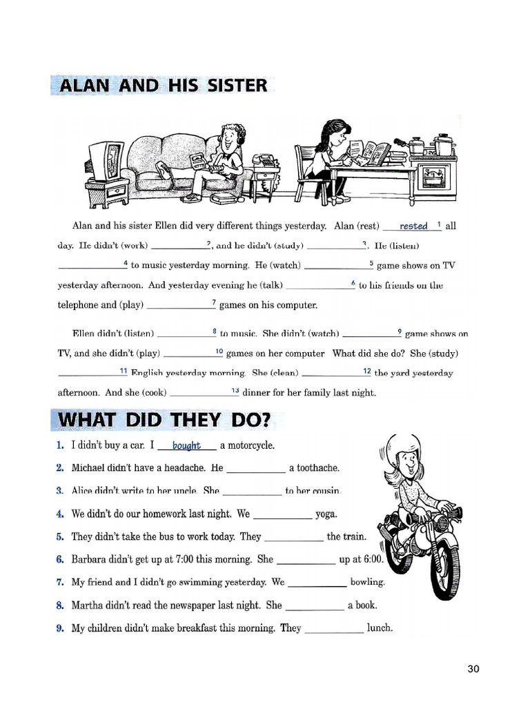 Simple Past Homework | PDF