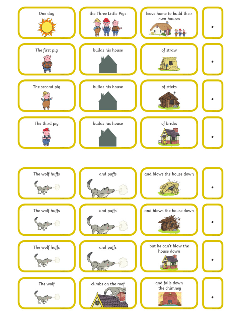 T e 194 The Three Little Pigs Sentence Building Cards - Ver - 2 | PDF ...