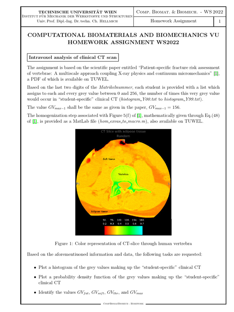Computational Biomaterials and Biomechanics Vu Homework Assignment ...