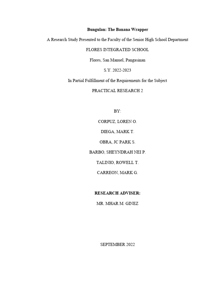Group 2 Bungulan The Banana Wrapper Final Thesis Revise | PDF | Paper ...