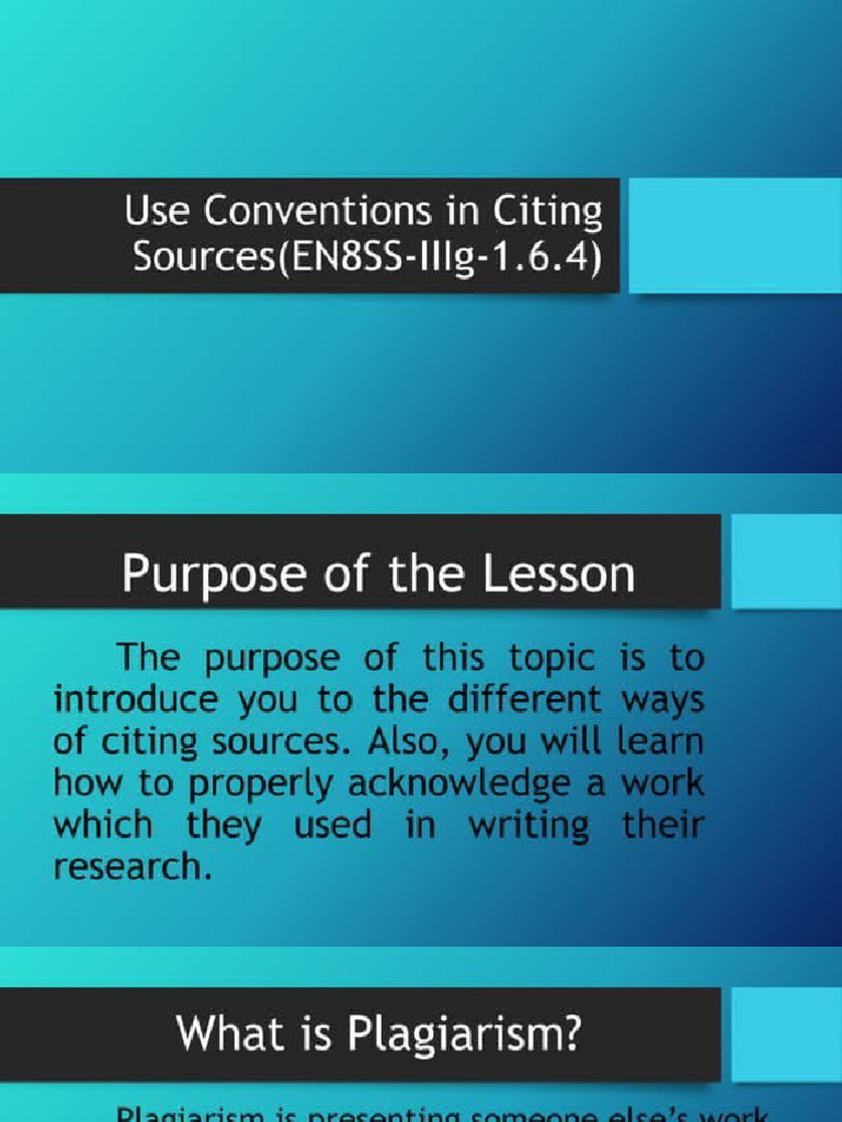 Module 2 Using Conventions in Citing Sources PPT | PDF