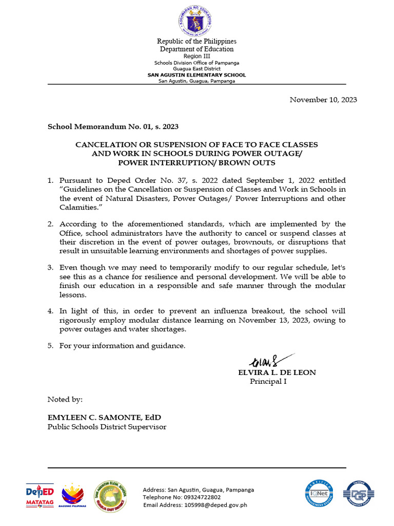 SAES - School Memo On Suspension of F2f | PDF