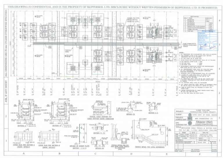 Switchyard Cable Trench Drawing With Details - 2X3 MW Challawa | PDF