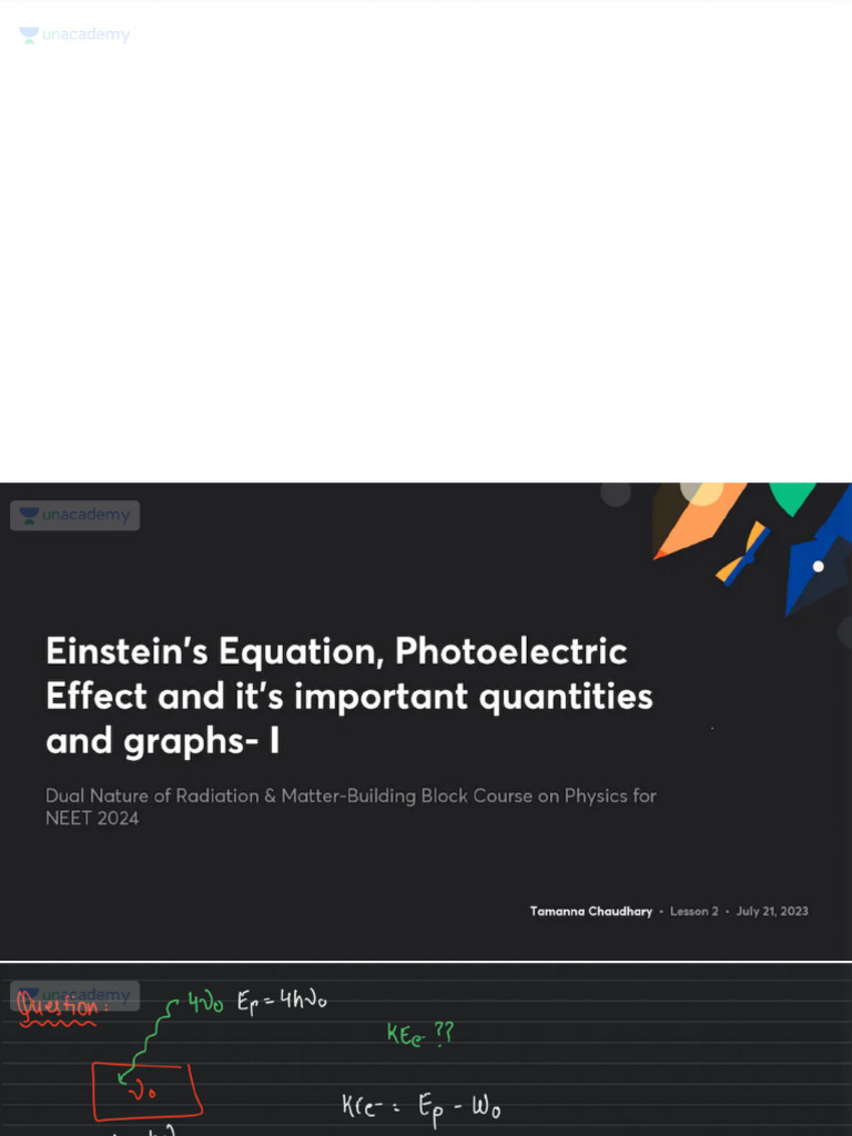 Einsteins Equation Photoelectric Effect and Its Important Quantities and Graphs I With Anno | PDF