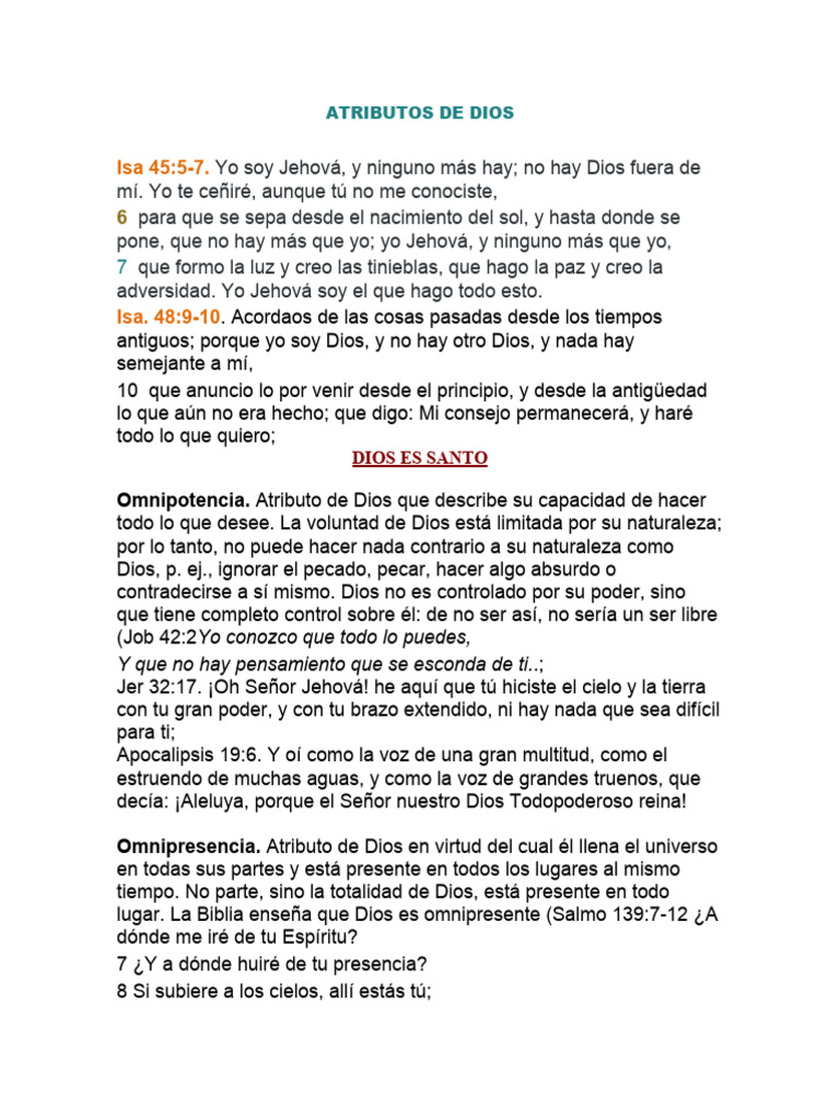 Atributos Divinos: Omnipotencia, Omnipresencia y Omnisciencia | PDF | Dios | Teología